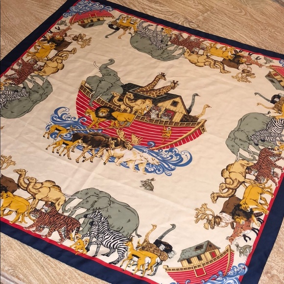 Vintage | Accessories | Large Noahs Ark Scarf Vintage Animals Zebra ...